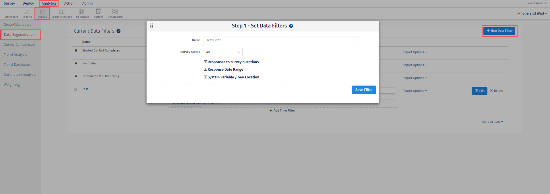Cx Data Segmentation And Filtering Analysis Questionpro Help Document