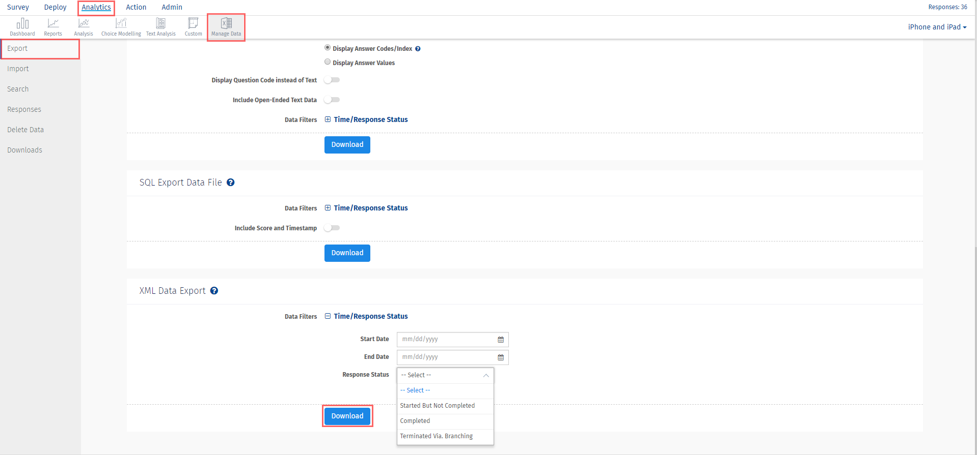 Customer Experience Xml Export Of Survey Data Questionpro Help Document