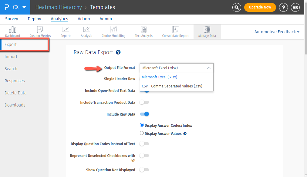 Downloading Raw Data To Excel And Csv Export Data Questionpro Help 4498