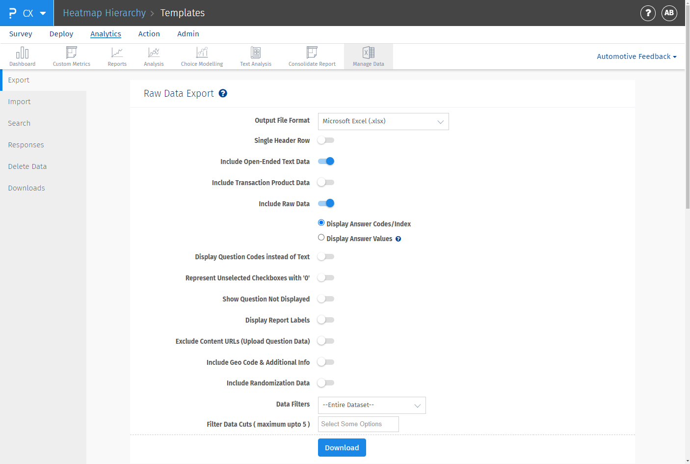 Downloading Raw Data To Excel And Csv Export Data Questionpro Help 9951