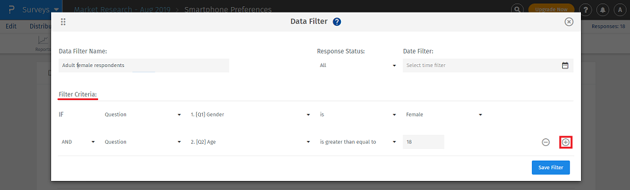 Data Segmentation And Filtering Analysis Questionpro Help Document