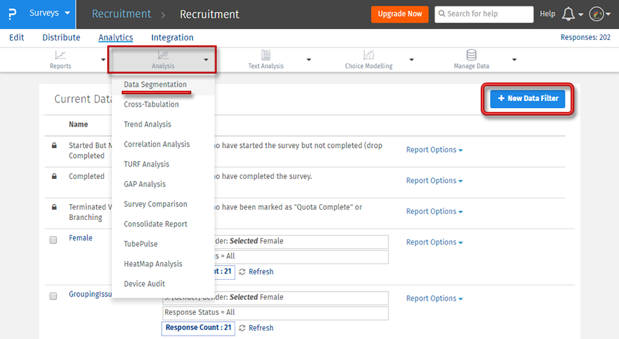 Data segmentation feature | QuestionPro