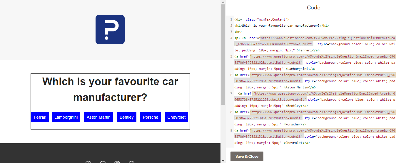 Html Question And Answer Embedding Questionpro Help Document 3643