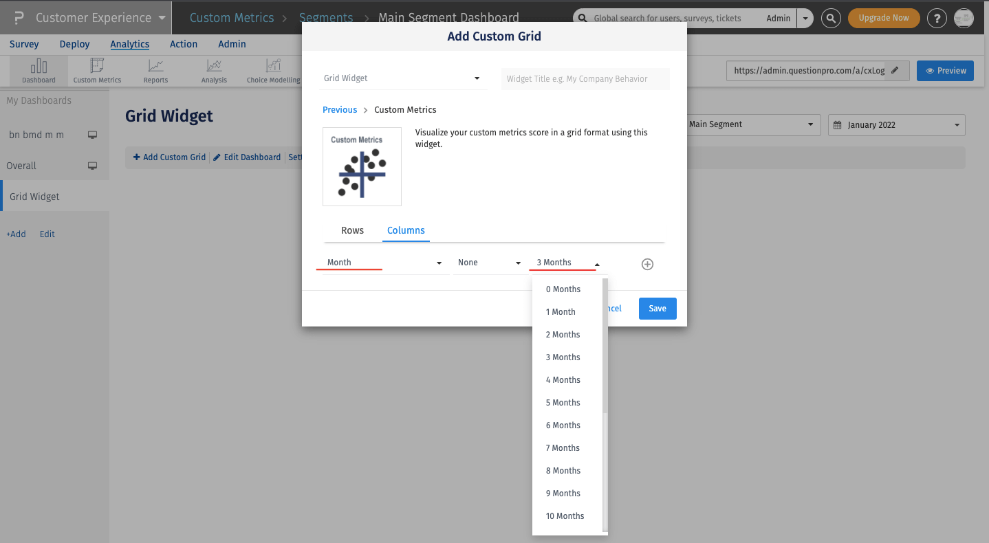 Custom Metrics Grid Widget Questionpro Help Document