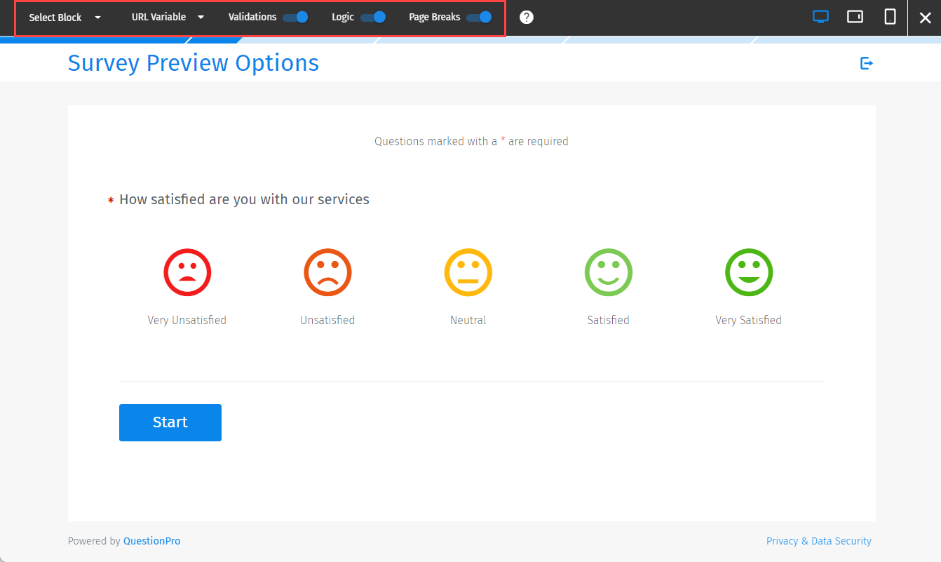 Survey Preview Options | QuestionPro Help Document