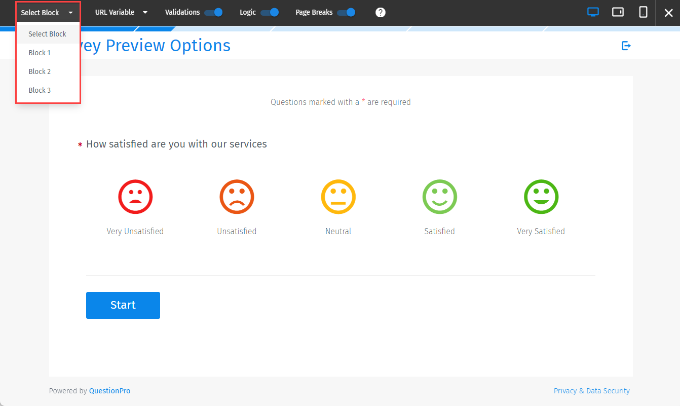 Survey Preview Options | QuestionPro Help Document