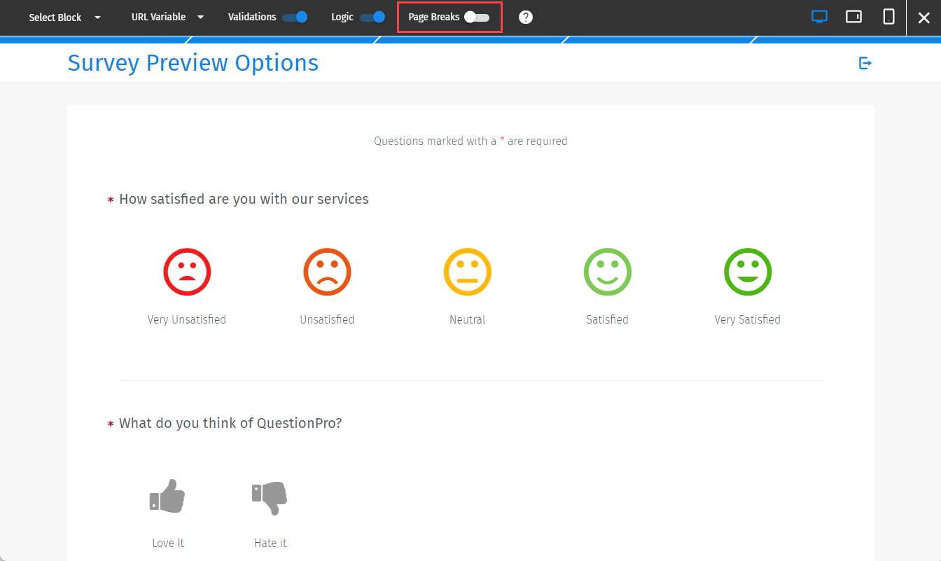Survey Preview Options | QuestionPro Help Document