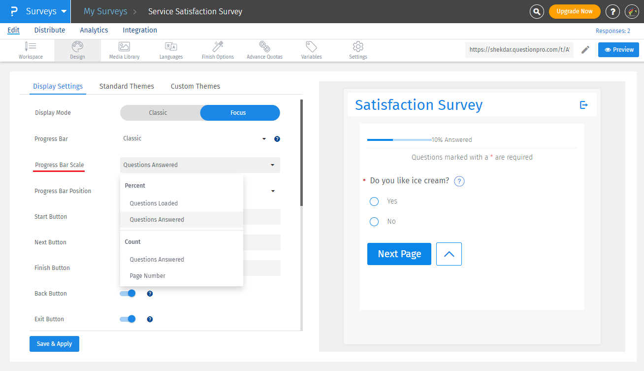 Progress Bar - Classic Style | QuestionPro Help Document