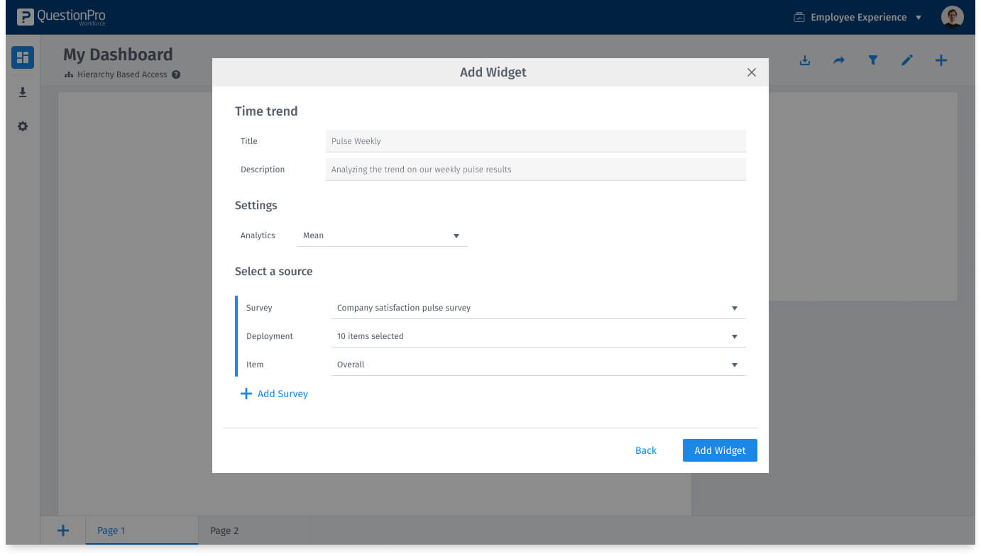 Time Trend Widget in Workforce Analytics Portal | QuestionPro Help Document