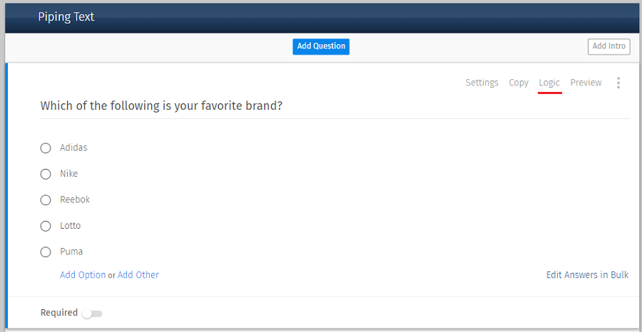 Piping text feature | QuestionPro