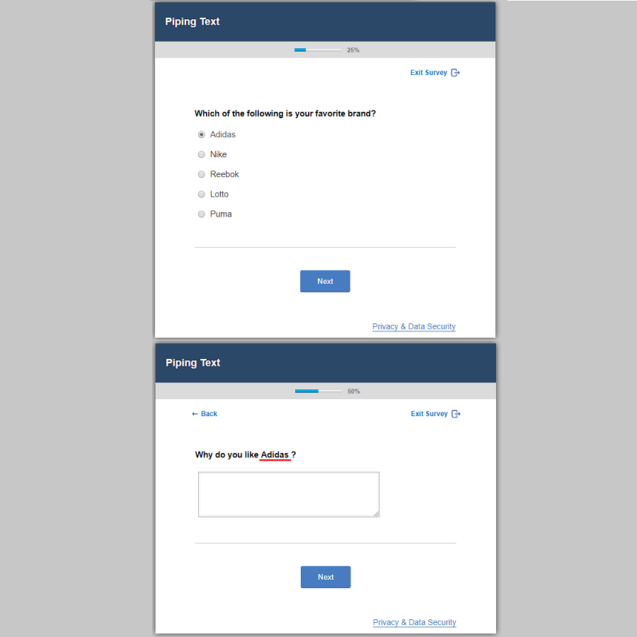 Piping text feature | QuestionPro