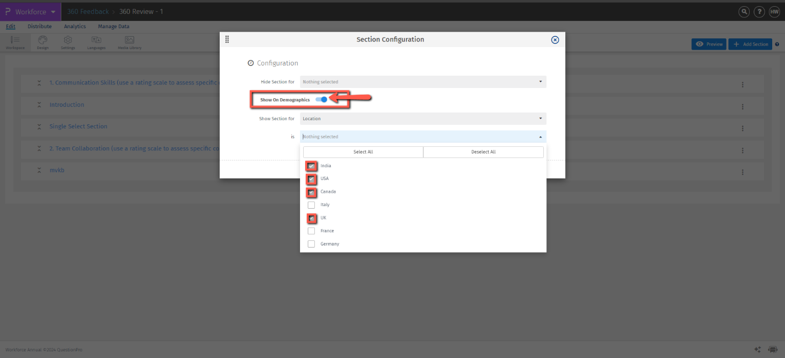 360 Section Type - Single Select Section | QuestionPro Help Document 360 Section Type - Single Select Section | QuestionPro Help Document