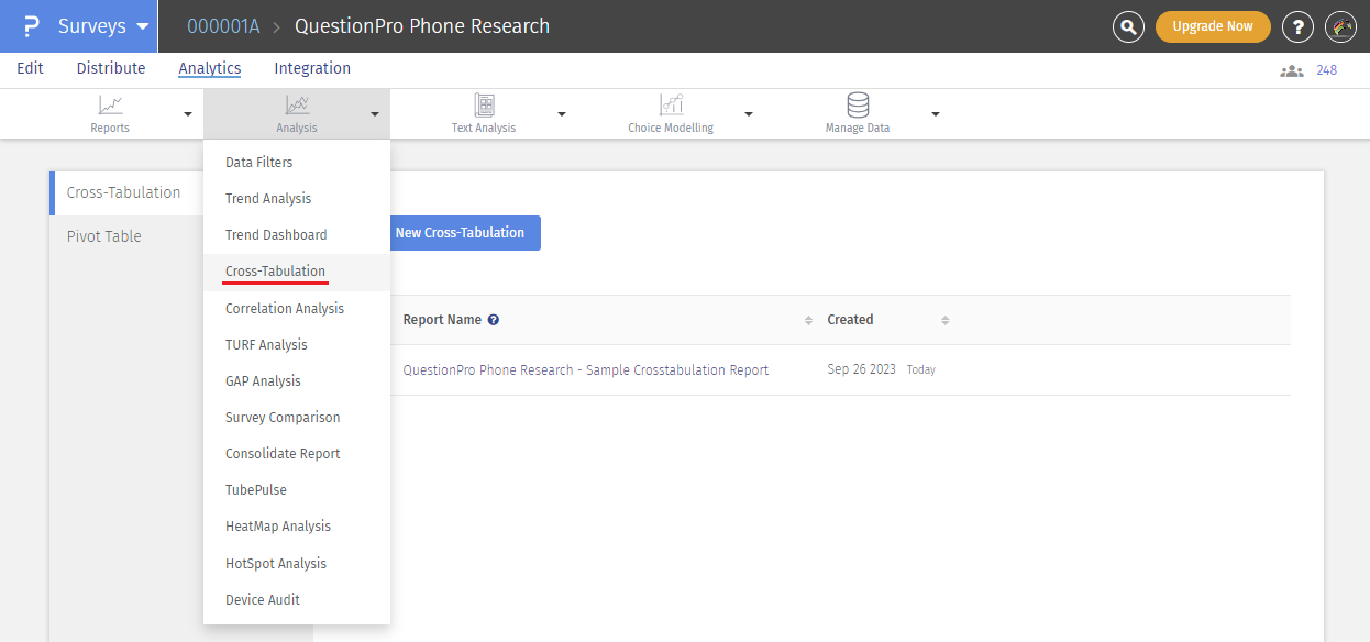 Cross Tab Reports Questionpro Help Document 6527