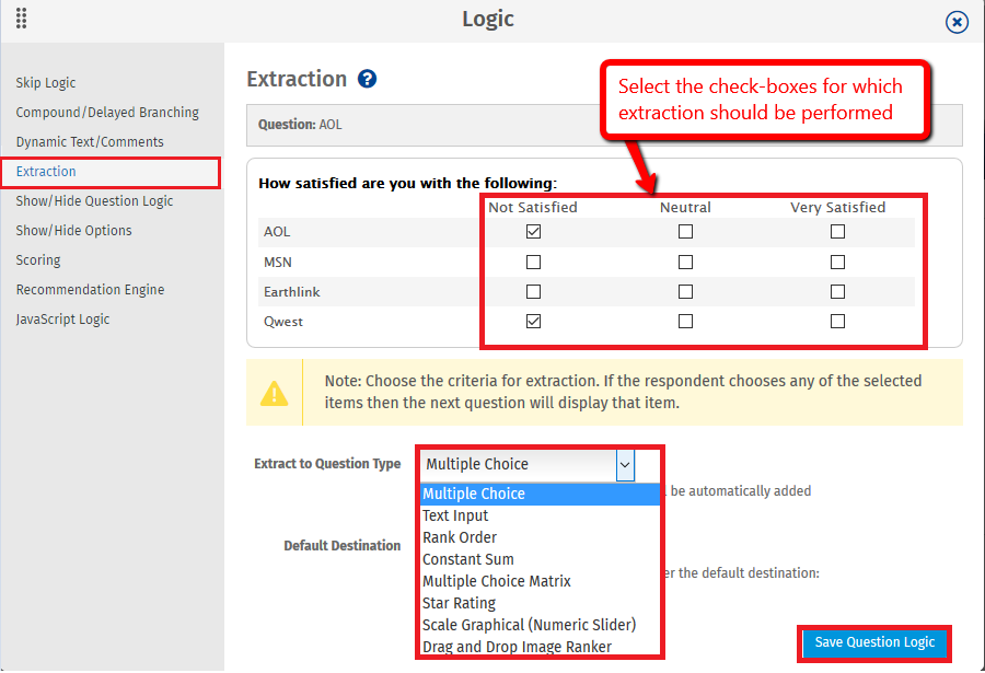 Matrix Extraction | QuestionPro Help Document