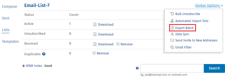 Export batch feature | QuestionPro