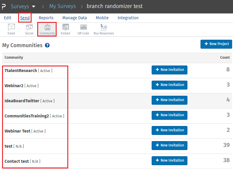 Enviar a miembros de la comunidad | QuestionPro Centro de Ayuda