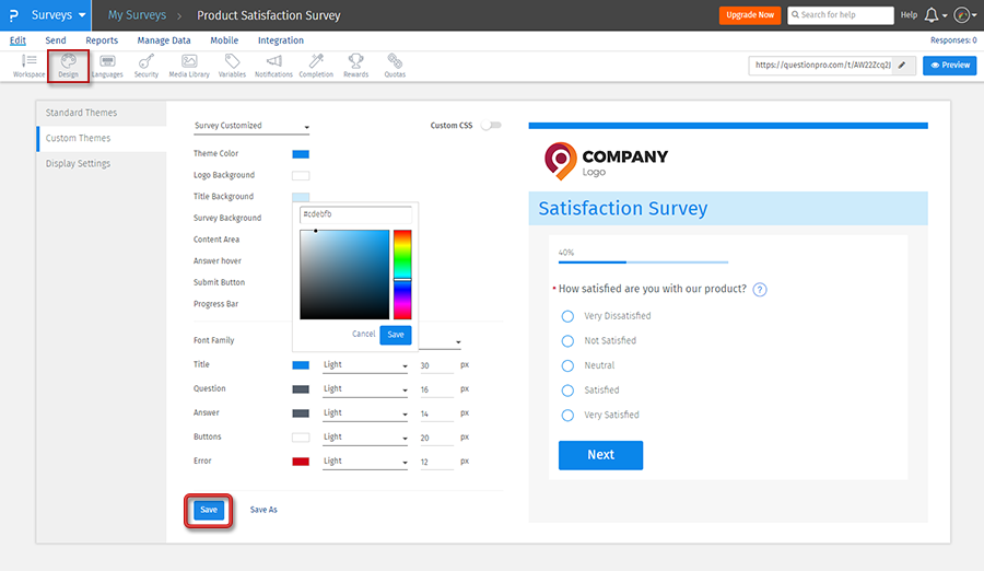 Custom survey themes | Creative themes for survey design | QuestionPro