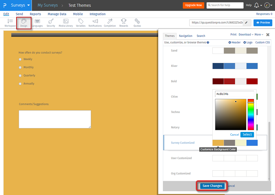 Custom survey themes | Creative themes for survey design | QuestionPro