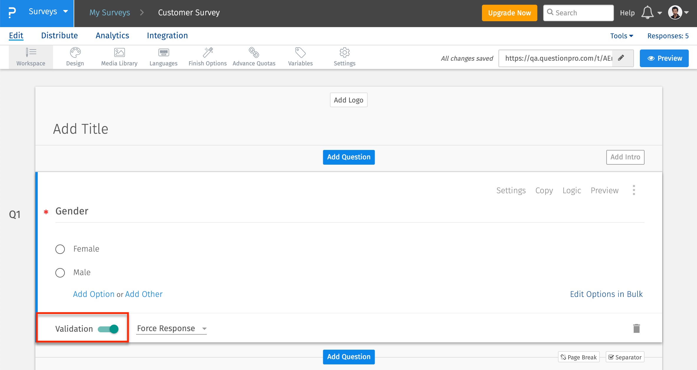Validación de preguntas requeridas | QuestionPro Centro de Ayuda
