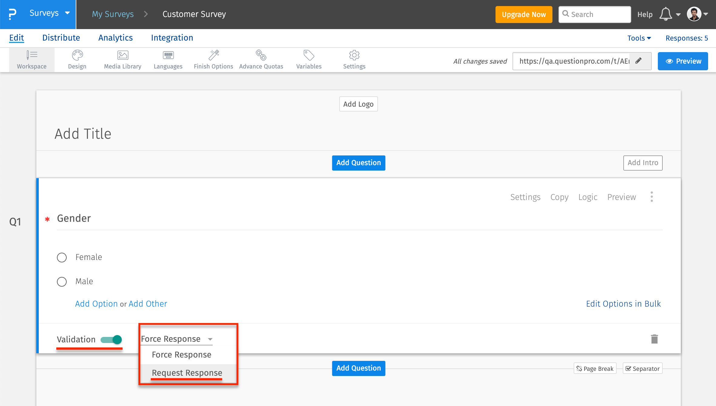Validación de preguntas requeridas | QuestionPro Centro de Ayuda