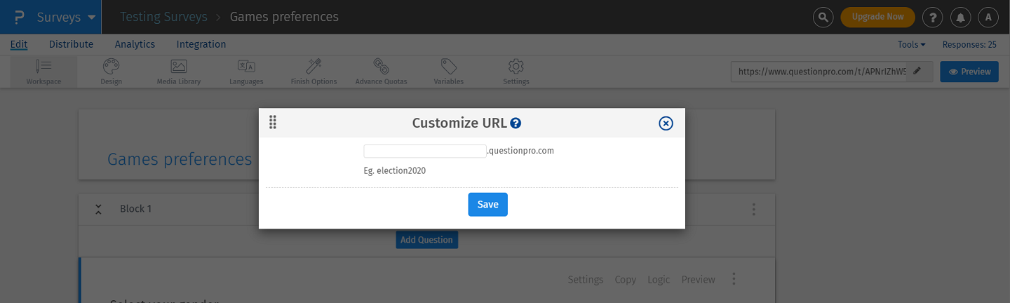 Customizing the survey URL | QuestionPro Help Document