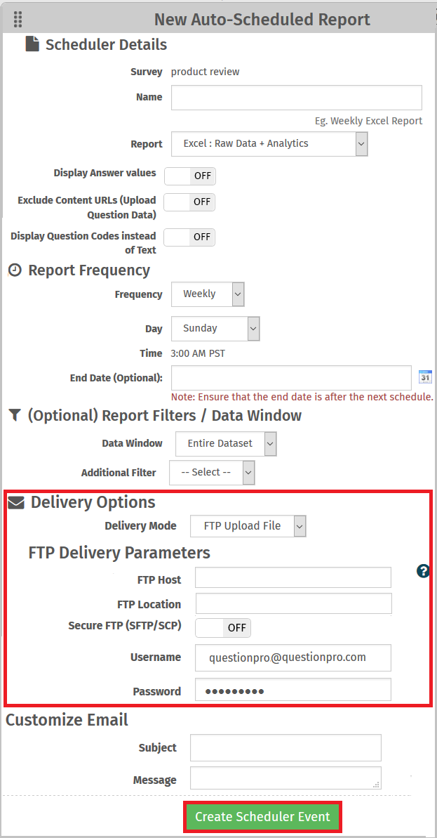 Automatisierter FTP-Upload | QuestionPro Wissensbasis