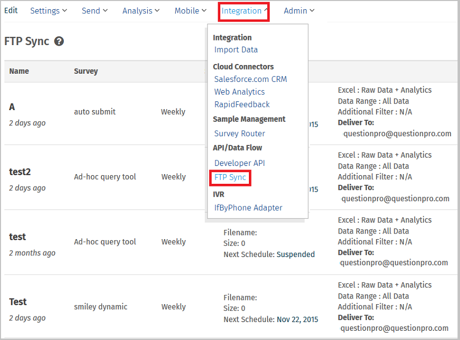 Subir FTP automatizado | QuestionPro Centro de Ayuda