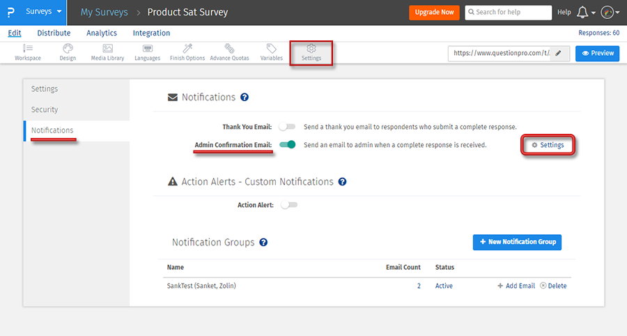 Survey responses notification email | QuestionPro Help Document
