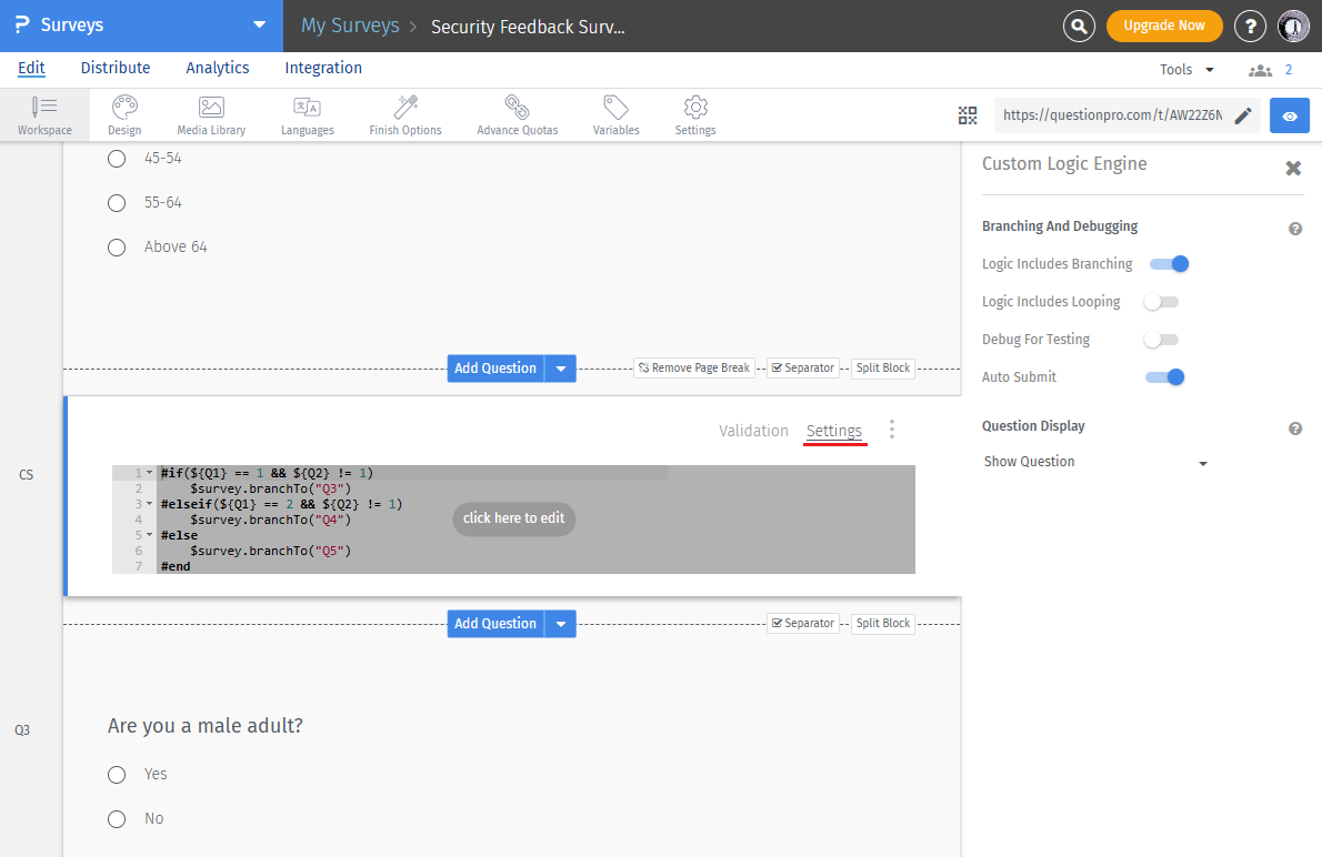 Custom Logic Engine Question Custom Scripting Questionpro Help Document
