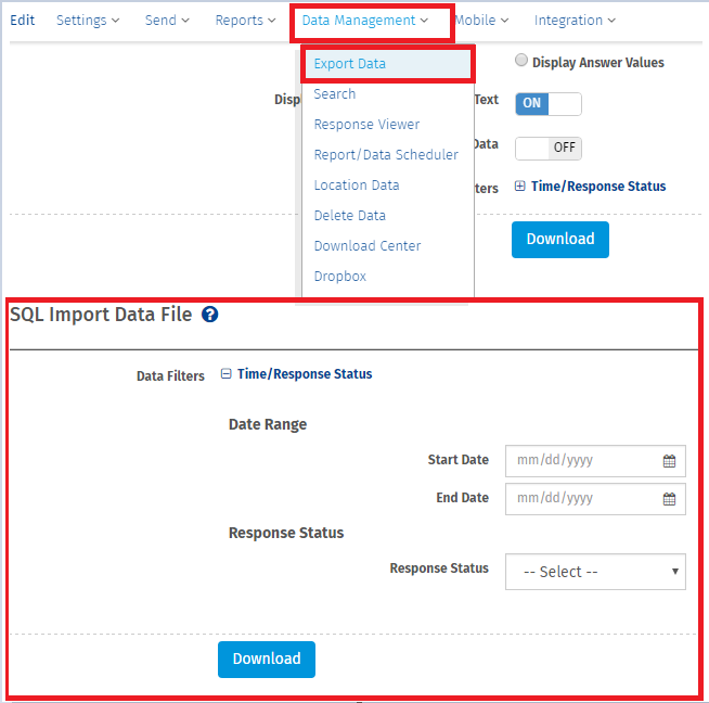 SQL-Import Datendatei | QuestionPro Wissensbasis