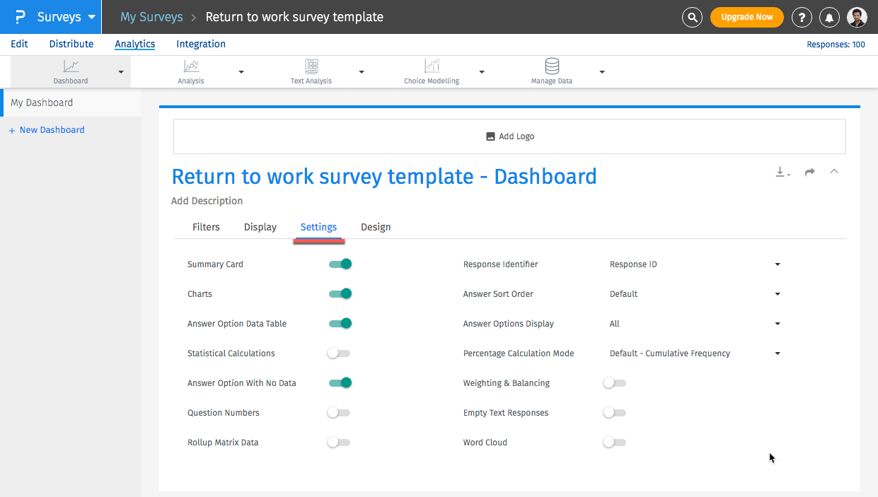 Survey Dashboard Questionpro Help Document 