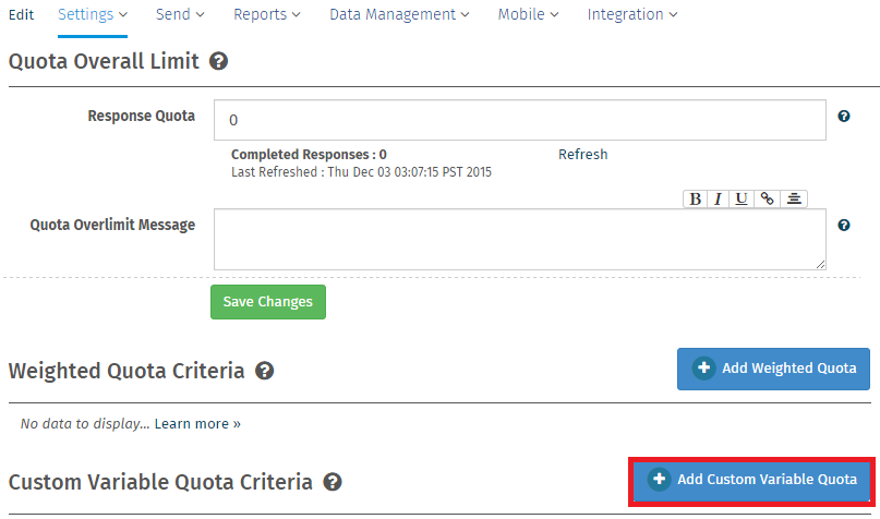 La Variable Personalizada del Control de Cuota | QuestionPro Centro de Ayuda