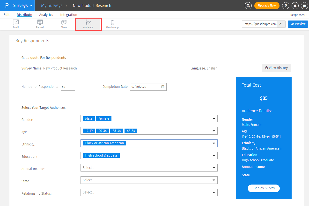 Purchasing Respondents Generic Sample Questionpro Help Document 5423