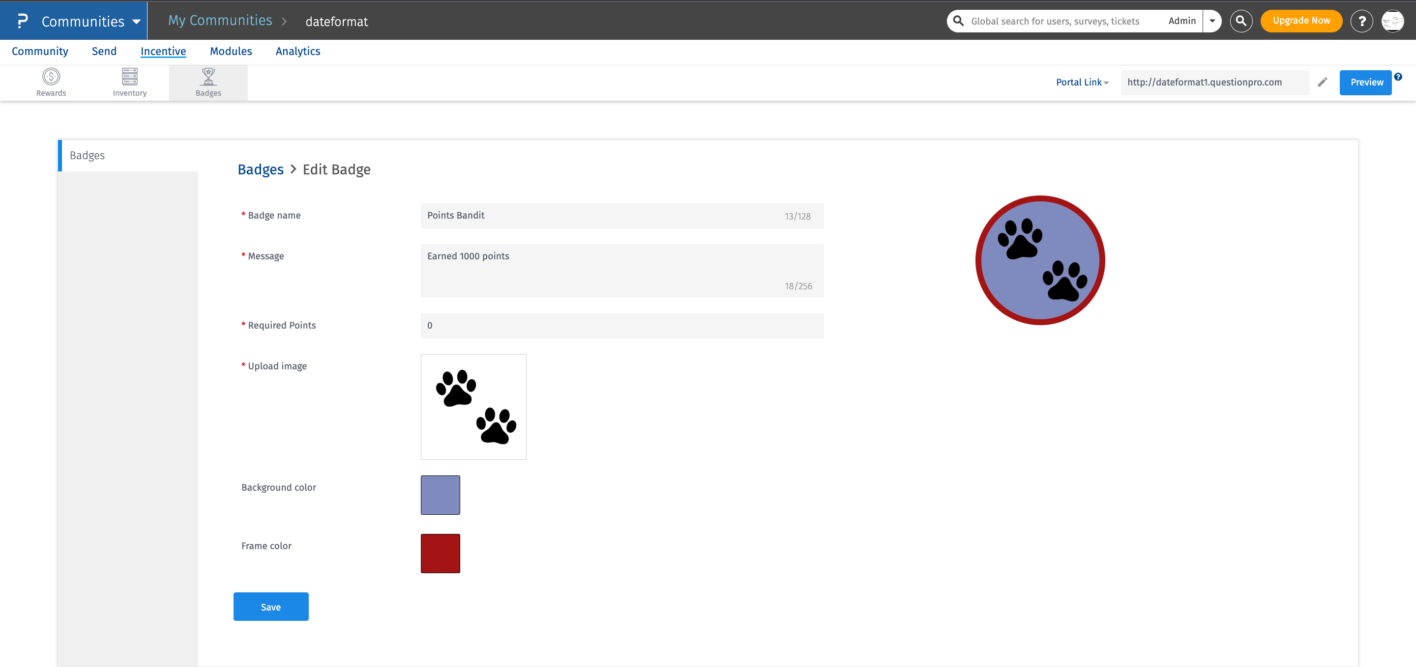 Communities - Badges | QuestionPro Help Document