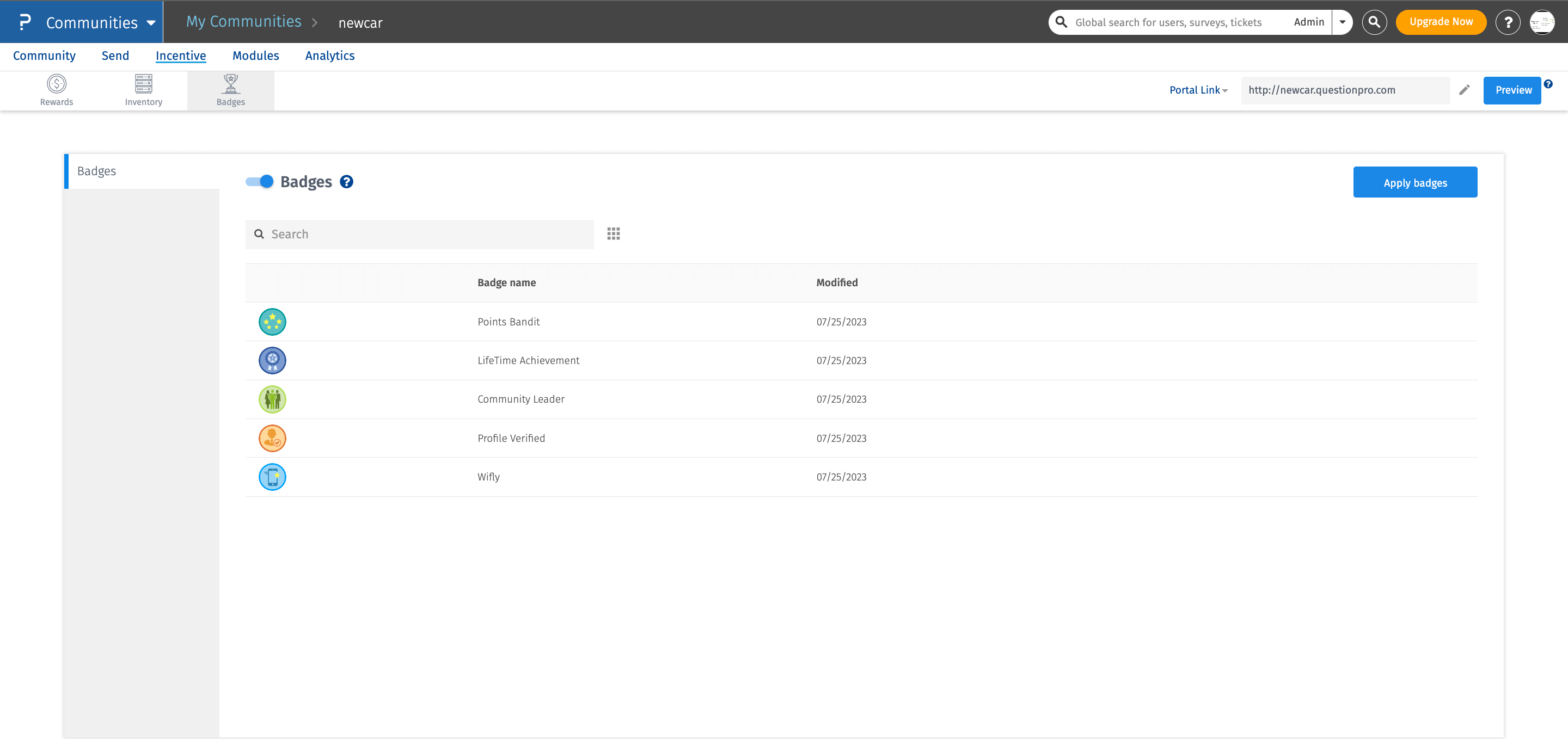 Communities - Badges | QuestionPro Help Document