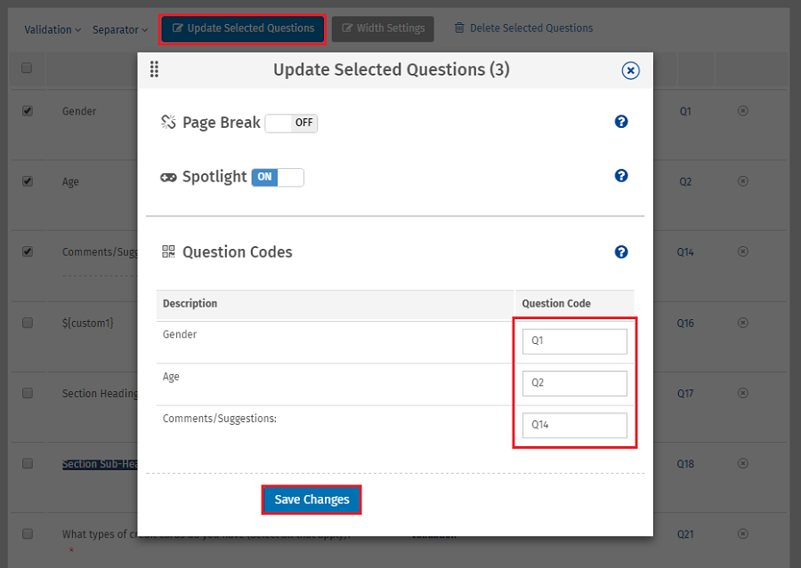 Question code | QuestionPro Help Document