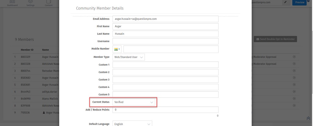 Communities - Bulk Update Member Status | QuestionPro Help Document
