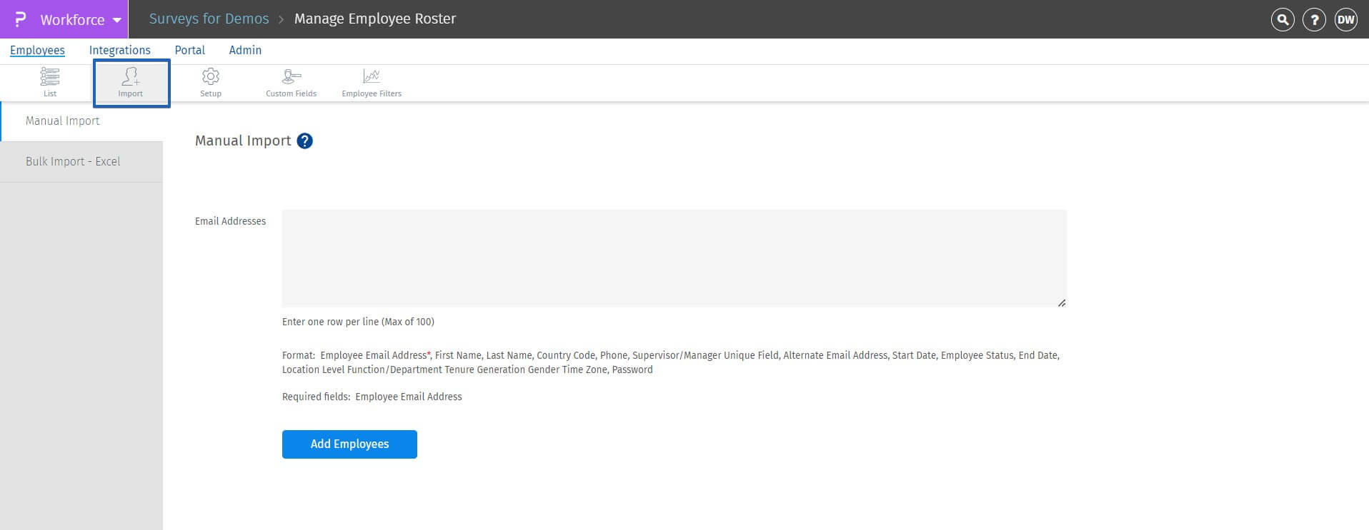 Add Employees Manually - Workforce | QuestionPro Help Document