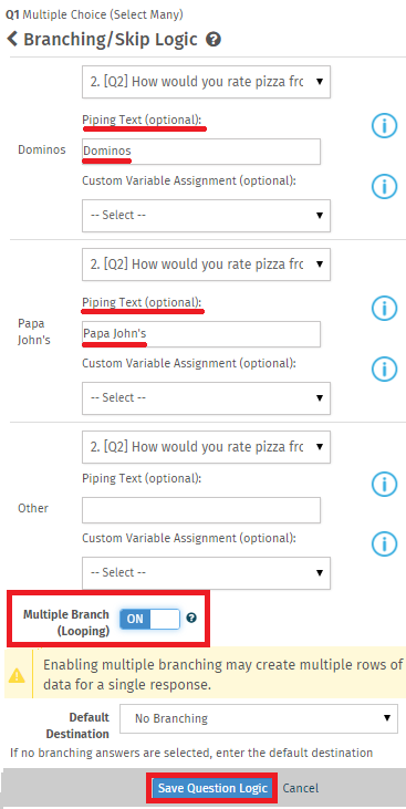 Looping - Como fazer? | QuestionPro Base de conhecimento