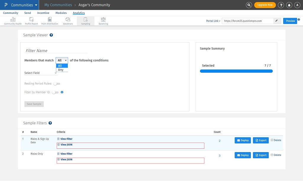 Communities - Beispielbetrachter | QuestionPro Wissensbasis