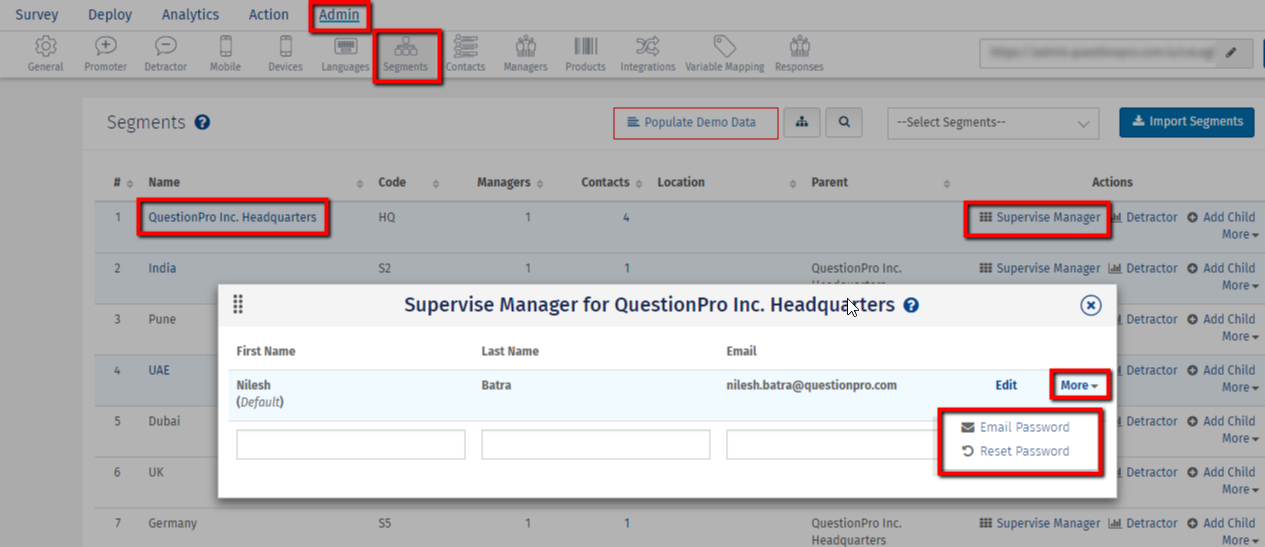 Supervise Segment Managers | QuestionPro Help Document