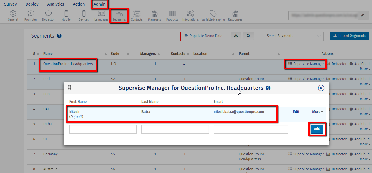 Supervise Segment Managers | QuestionPro Help Document