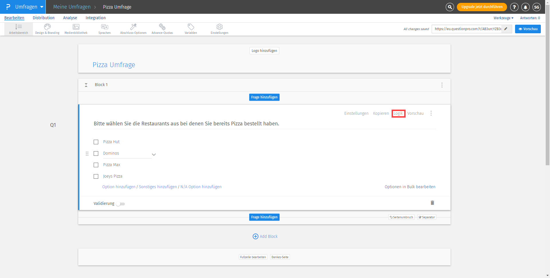 Piping-Text (Weiterleitungstext) | QuestionPro Wissensbasis