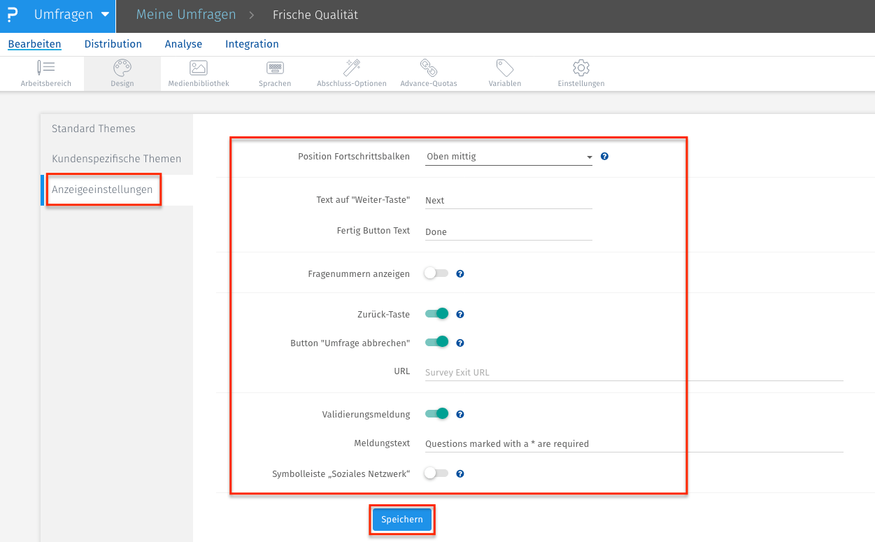 Design der Online Umfrage anpassen | QuestionPro Wissensbasis