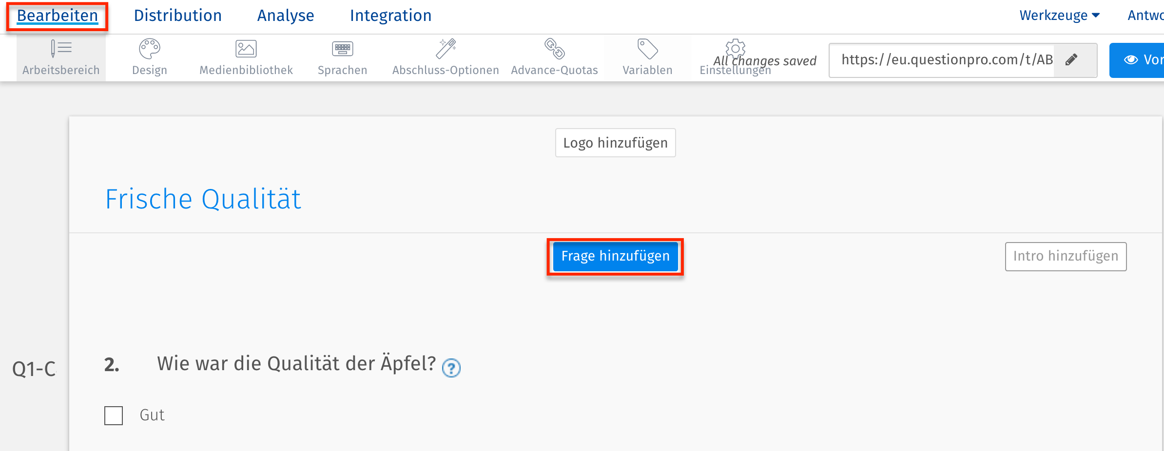Erstellen einer Side by Side Matrix | QuestionPro Wissensbasis