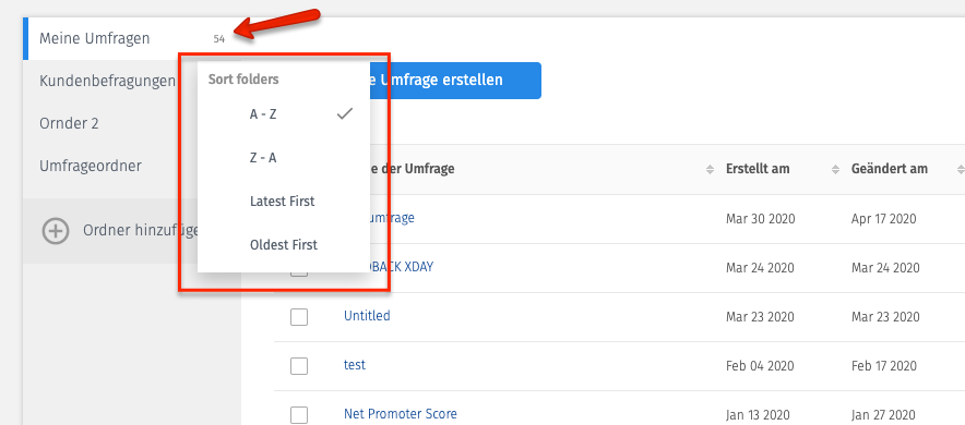 Umfragen organisieren/verwalten | QuestionPro Wissensbasis