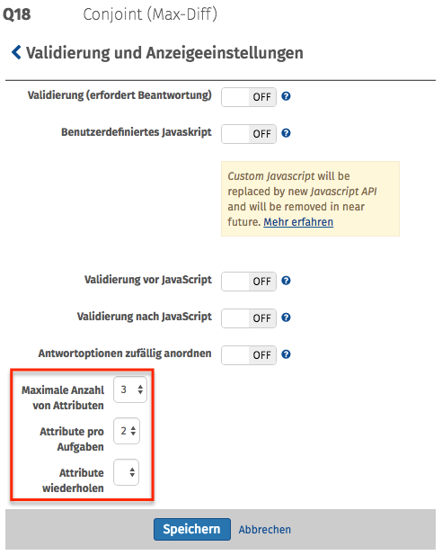 Max-Diff Einstellungen | QuestionPro Wissensbasis