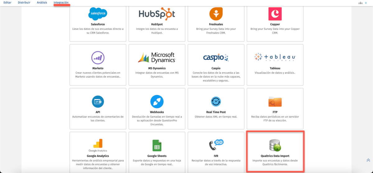 Importación de datos de Qualtrics | QuestionPro Centro de Ayuda