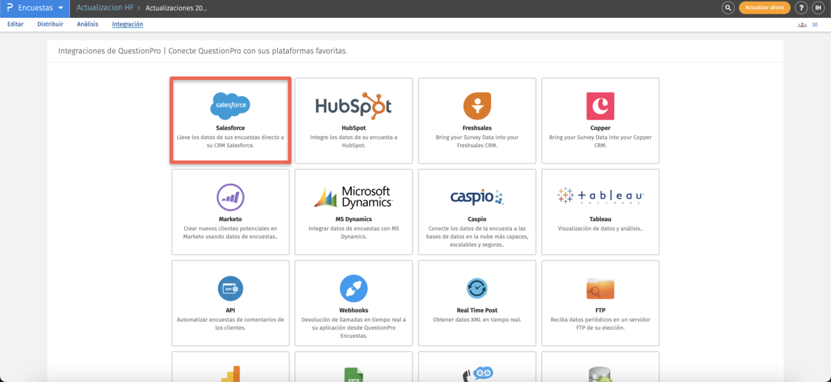 Integración con Salesforce | QuestionPro Centro de Ayuda