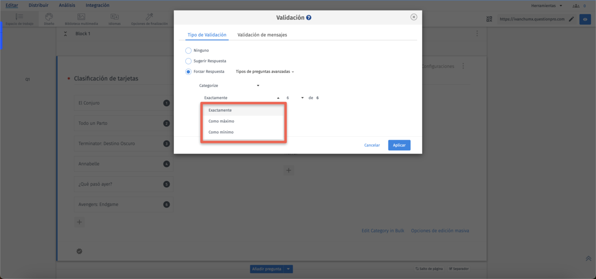 Pregunta de clasificación cerrada de tarjetas | QuestionPro Centro de Ayuda